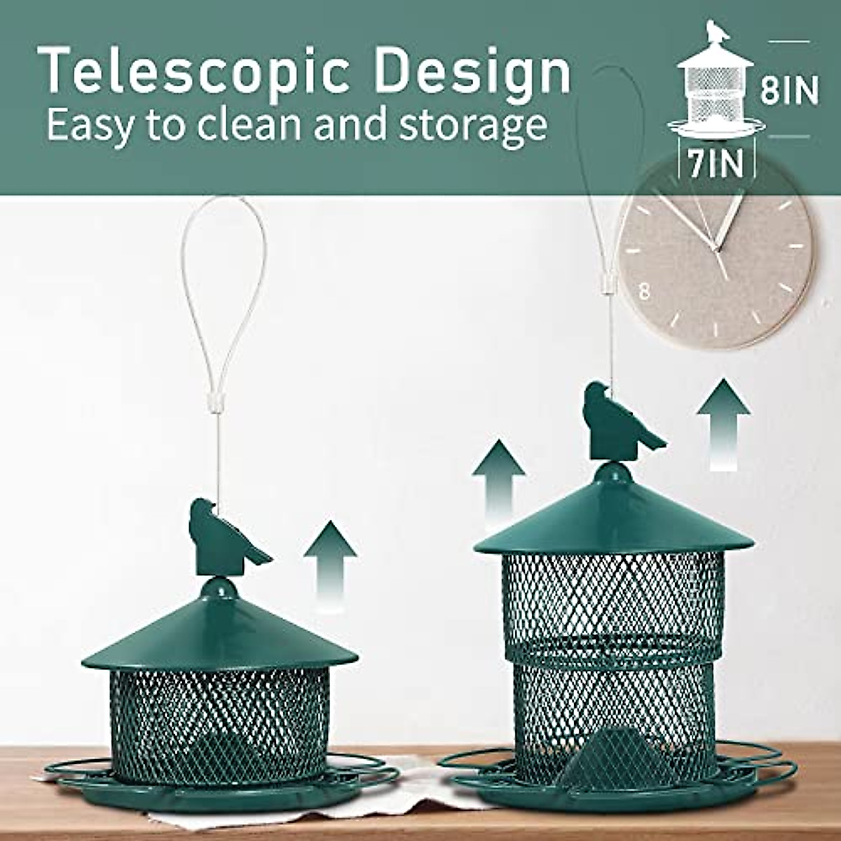 Wild Bird Feeder Squirrel Proof for Outdoors Hanging, Squirrel Proof Bird Feeder for Garden Yard, 4 lbs Seed Capacity, Backyard Garden Yard Decor