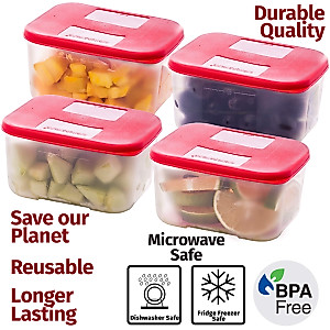 Quicker Defrost- Reusable Freezer Containers with Lids Set of 4-23.5 oz. for Soups, Leftovers, Meal Prep, Food Storage Airtight Food Storage Containers With Lids Plastic Freezer Containers Jars