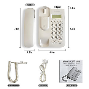 Wired Telephone, Desktop Telephone, Fixed Telephone, Caller ID Telephone, Front Desk Home Office with Call Display and Other Multi Scene Telephone Sets (White)