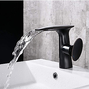 LUOFDCLDDD Water-Tap Bathroom Sink Tap Kitchen Sink Tap Basin Faucets Waterfall Faucet Bathroom Faucet Single Handle Basin Mixer Tap Bath Faucet Brass Sink Water Crane/Whit and Gold