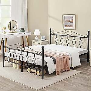 GreenForest Full Size Bed Frame with Headboard Heavy Duty Metal Platform Bed Frame with Underbed Storage No Box Spring Needed Mattress Foundation, Black