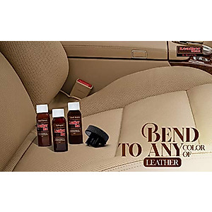 Leather Max Complete Leather Refinish, Restore, Recolor & Repair Kit/Now with 3 Color Shades to Blend with/Leather & Vinyl Refinish (Bold Brown)