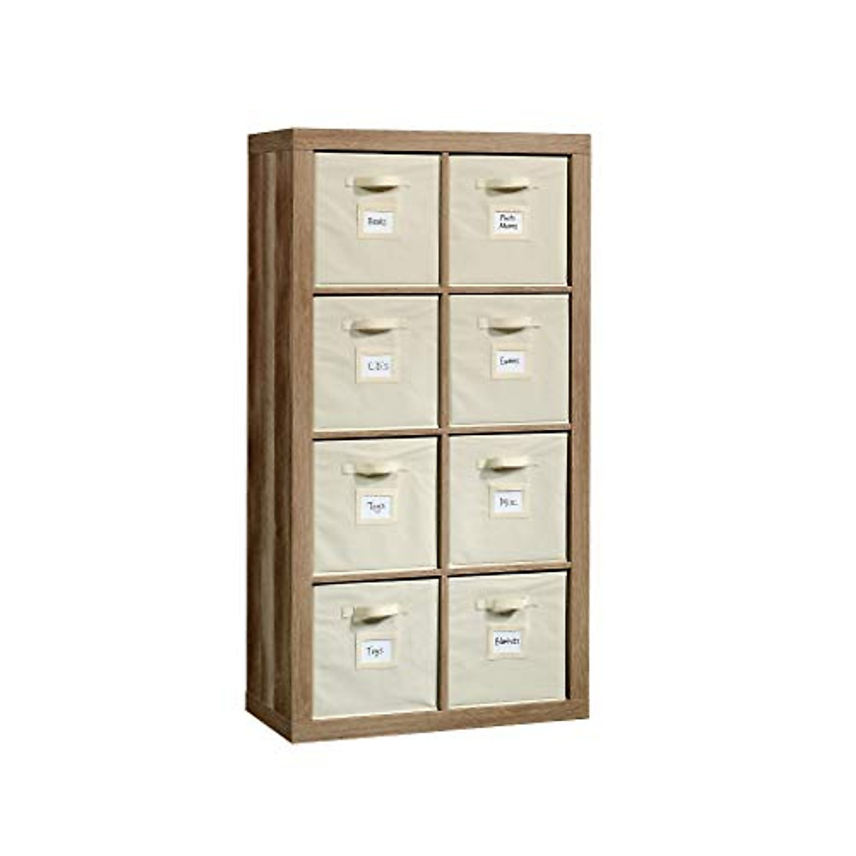 Sauder Stow-Away 8-Cube Organizer, L: 30.91" x W: 15.39" x H: 57.87", Lintel Oak Finish