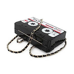 LUI SUI Women's Elegant Tape Shaped Shoulder Bag Clutch Purse (Black)