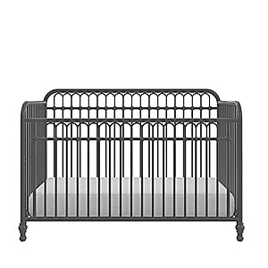 Little Seeds Raven 3-in-1 Convertible Metal Crib, JMPA Certified, Gray