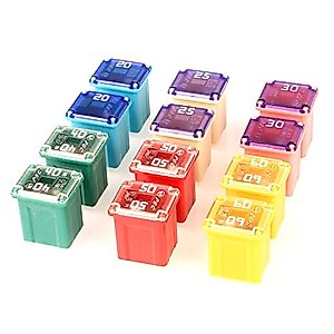 Gebildet 12pcs 12V-24V Automotive Low Profile Jcase Box Shaped Assorted Fuse for Trucks,Cars and SUV,Boat(20A/25A/30A/40A/50A/60A,Each 2pcs)