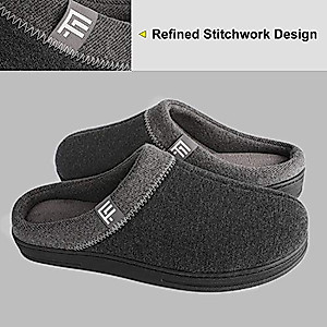FamilyFairy Men's Memory Foam House Slippers Warm Slip-On Bedroom Shoes Black,XL