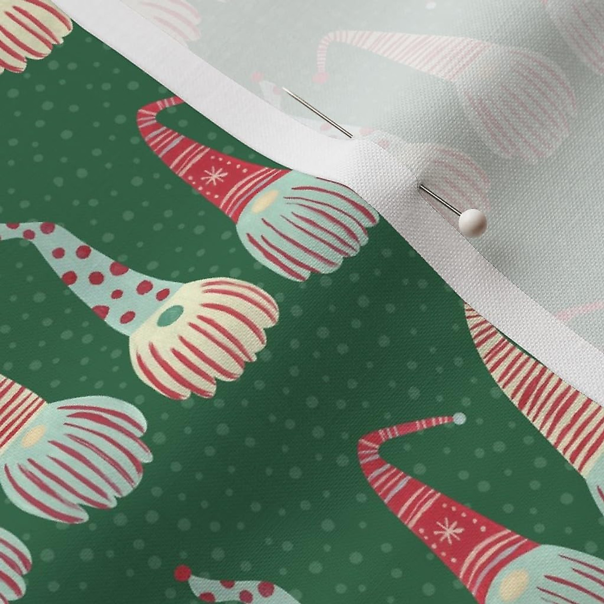 Spoonflower Fabric - Scandinavian Christmas Gnomes Green Stripes Holiday Santa Printed on Petal Signature Cotton Fabric by The Yard - Sewing Quilting Apparel Crafts Decor
