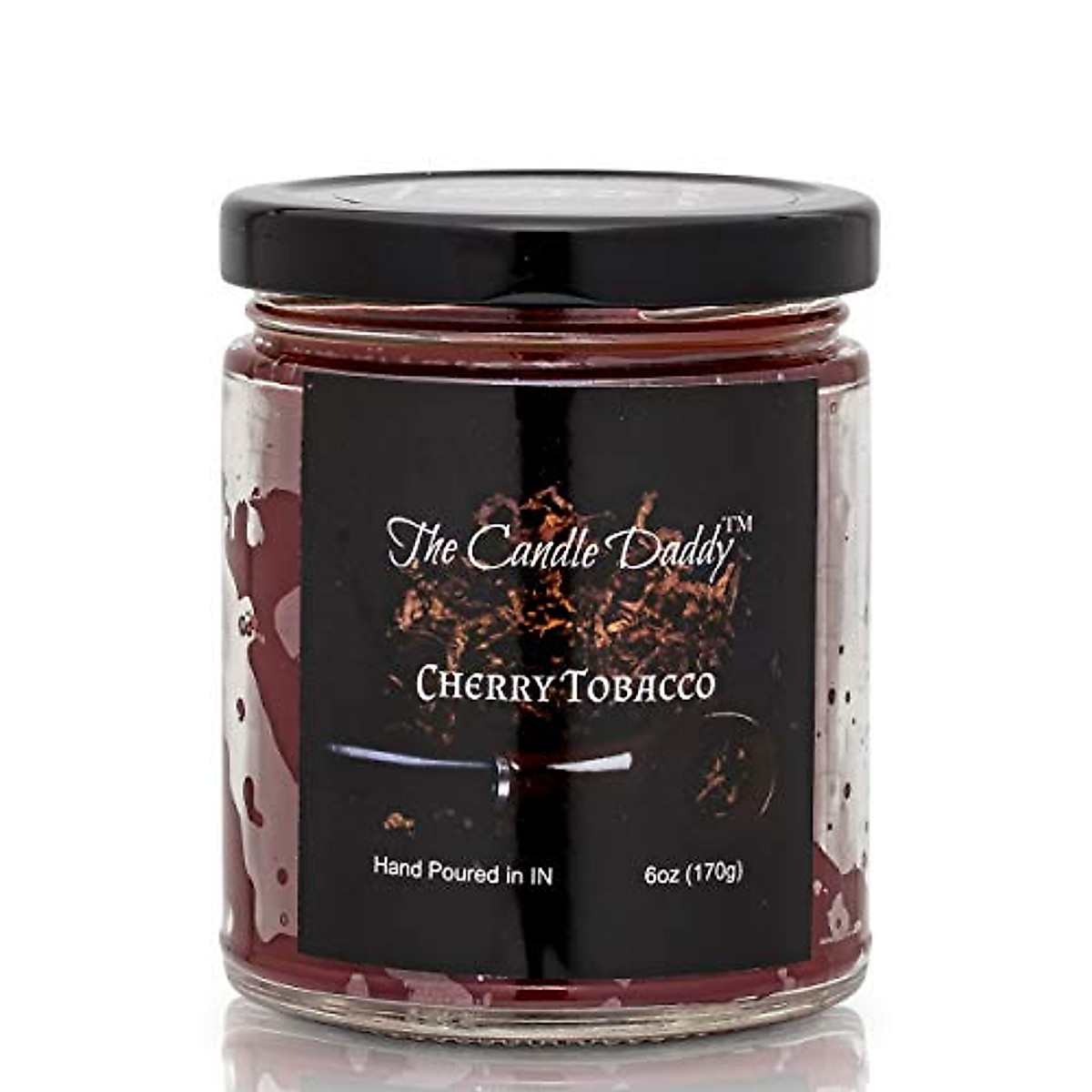 Cherry Tobacco Scented Candle - 6 Ounce Jar Candle- Hand Poured in Indiana