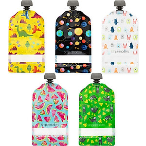 Simple Modern Reusable Baby Food Pouches, 10 pack | 5oz | Assorted & Disney Reusable Baby Food Pouches for Toddlers, 10 pack | 5oz | Disney Princesses