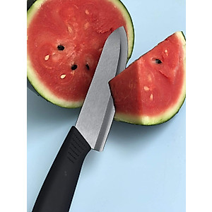 Ceramic Knife Set with Sheaths Black Set 5 Piece Kitchen Ceramic Knife 6" Chef Knife, 5" Utility Knife, 4" Fruit Knife, 3" Paring Knife, One Peeler