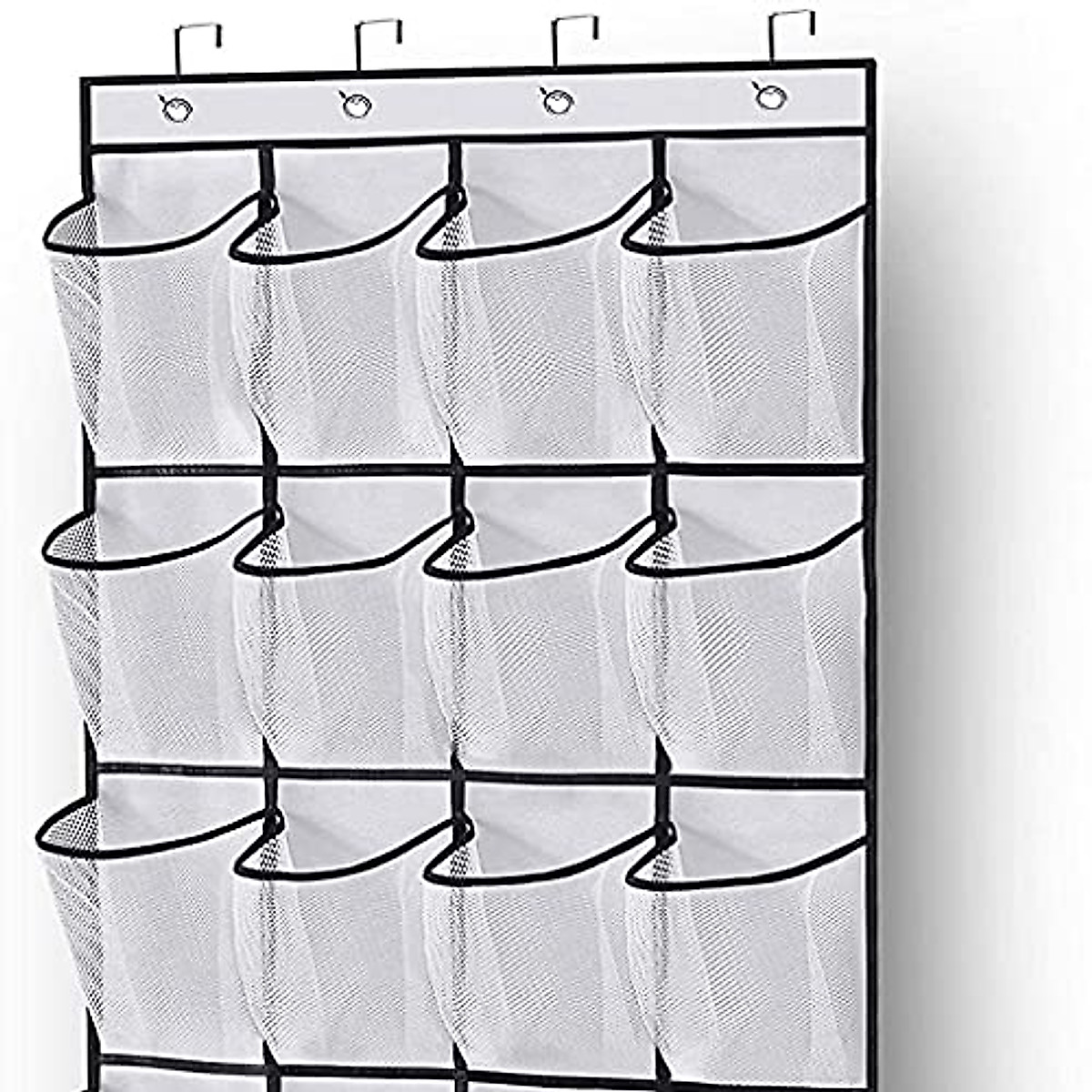 CHBC 24 Large Mesh Pockets Over The Door Shoe Rack, Hanging Shoe Organizer for Closet Hanging Shoe Rack Holder Hanger, White