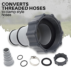 TonGass (4-Pack) Pool Hose Replacement for Intex Pool Sets with 1.5 and 1.25-Inch Hoses - Hose Adapter w/Collar Replace for Intex Pool Parts Fit for Threaded Connection Pumps PN. 25007 (4, 25007)