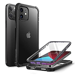 Clayco Forza Series Case for iPhone 12/12 Pro 6.1 inch (2020 Release), Built-in Screen Protector, Dual Layer Rugged Cover with Full-Body Soft TPU Bumper (Black)
