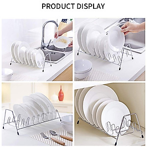 DGQ 8 Divider Wire Plate Rack and Lid Organizer Pan Organizer Sink Drying Rack for Chopping Board, Kitchen Cabinet Counter, Cookware