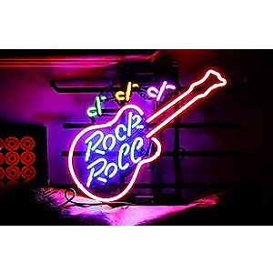 XPGOODUSA guitar-music- Neon Sign17”×13” for Home Bedroom Garage Decor Wall Light, Striking Neon Sign for Bar Pub Hotel Man Cave Recreational Game Room