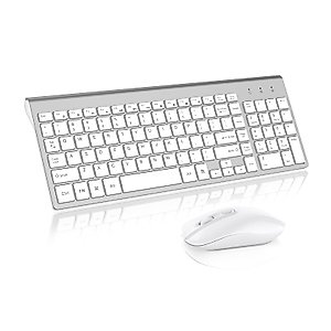 cimetech Wireless Keyboard and Mouse Combo, Compact Full Size Wireless Keyboard and Mouse Set 2.4G Ultra-Thin Sleek Design for Windows, Computer, Desktop, PC, Notebook, Laptop - Silver