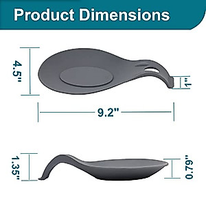 SDZONGES Spoon Rest, Set Of 2 Silicone Spoon Holder for Stove Top, Gray Spoon Rest for Kitchen Counter, Heatproof Cooking Utensil Rest, Coffee Spoon Holder