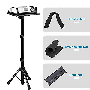 Tanenuos Projector Stand Tripod from 23.5" to 46.5" Adjustable Height, Laptop Tripod Stand with Gooseneck Phone Holder, Laptop Floor Stand for Office, Home, Stage, Studio, DJ Racks Holder Mount