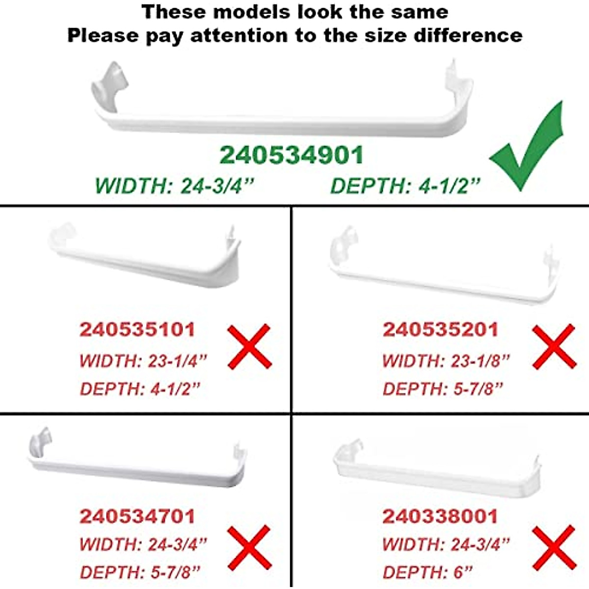[UPGRADE] 2PCS 240534901 Refrigerator Door Shelf Bar Rail, Fit for frigidaire kenmore, Replace 948954, AP3214630, PS734935, EAP734935 Door Shelf Retainer Bar