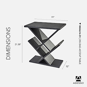 Adesso Zig-Zag Accent Table - Table Bookshelf - Storage Side Table. Home Furnishings and Decor , Black