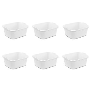 Sterilite 648806 18 Quart Dishpan, White - Pack of 6