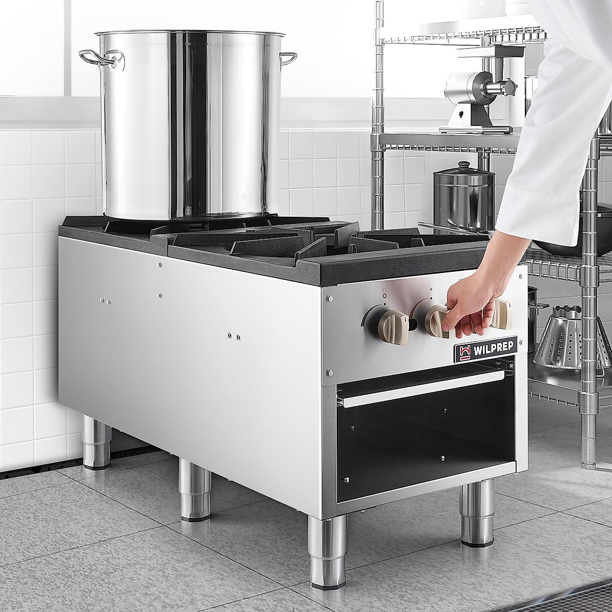 WILPREP Commercial Gas Range, 2 Burner Gas Stove with Total 160,000 BTU, 53" Natural Gas Range with Propane Conversion Kit Grates, Stainless Steel Gas Range Stove for Restaurant Kitchen