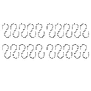 Tissting 20 Pcs M3 S Shaped Hooks Heavy Duty Stainless Steel Hanging Hooks Multi Purpose Hooks for Basketball Hoop Garden Bedroom(36.8mm / 1.6in)