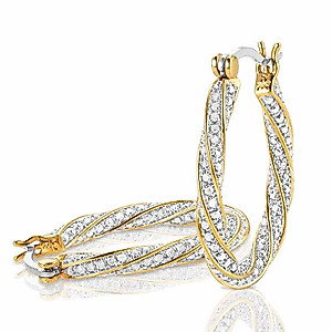 Dazzling Diamond Swirl Hoops - Women's Earrings - Gifts for Her #6207-0016