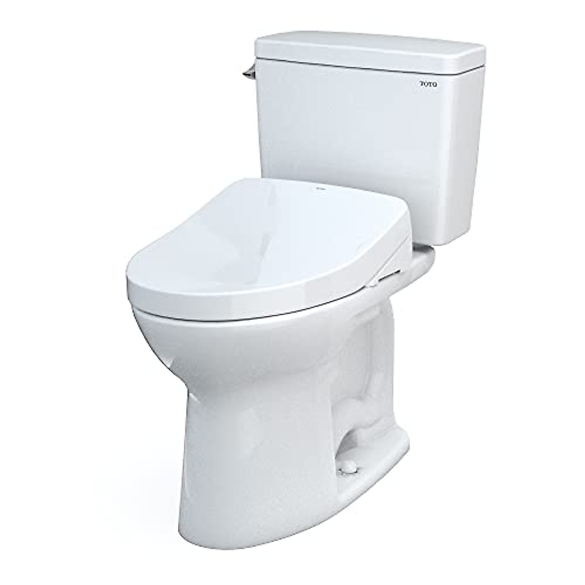 TOTO Drake WASHLET+ Two-Piece Elongated 1.28 GPF Universal Height TORNADO FLUSH Toilet with S550e Bidet Seat, Cotton White - MW7763056CEFG#01