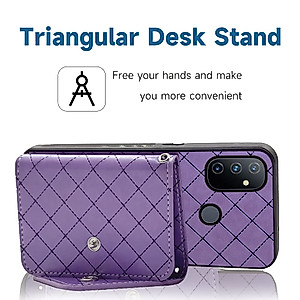 Compatible with OnePlus Nord N100 Wallet Case with Crossbody Shoulder Strap and Stand Leather Credit Card Holder Cell Phone Cover for One Plus N 10 G5 1 Plus 10N 1plus One+ 1+Nord N100 Purple