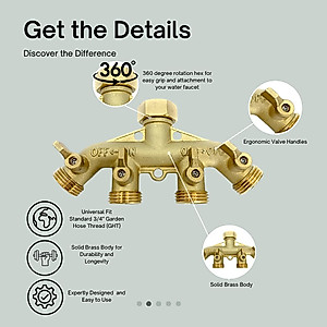 Fairview Heavy Duty Brass Garden Hose Splitter with HEX Connector (404-WV)