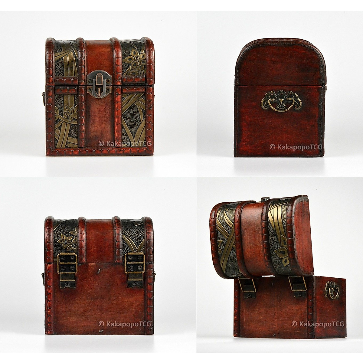 KakapopoTCG Elven Chest (Chainmail) Lockable Wood Deck and Counter Box Trading Cards MTG Magic FaB TCG YGO PTCG EDH Commander Box Dice Box DnD Spell Card Box