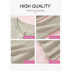 Dokotoo Womens 2023 Fall V Neck Fashion Button Cable Knit Sweater Basic Solid Soft Ladies Batwing Long Sleeve Pullover Tops Jumpers Outwear Khaki M