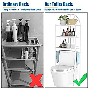 Tangkula Bathroom Space Saver, 3-Tier Over The Toilet Storage Rack, Bathroom Organizer with Metal Frame Shelf for Home Bathroom Laundry, 23.5 x 10.5 x 68 Inches, White