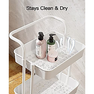 Pipishell 3-Tier Rolling Cart with Wheels - Rolling Storage Cart with Hanging Cups & Hooks - Mobile Utility Cart for Office, Kitchen, Craft Room - Art & Craft Organizer (White, PIUC06W)"