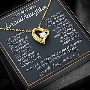 DsmStore To My Granddaughter Necklace, Granddaughter Gifts From Grandma Grandmother Or Grandpa Grandfather, Interlocking Heart Necklace Granddaughter (Stainless Steel & Rose Gold Finish)