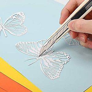 Gift Wrap Cutter Retractable Box Cutter, 3 Pcs Lockable Blade Knives + 30 Pcs 30 Degree 9mm Snap Off Blades, Smooth Mechanism Craft Knife, Christmas Wrapping Paper Cutter