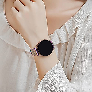 Wanme for Samsung Galaxy Watch 4 Band 40mm 44mm, Galaxy Watch 4 Classic Bands 42mm 46mm Women Men, 20mm Stainless Steel Metal Replacement Bracelet Strap for Samsung Watch 4 Bands (Colorful)