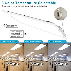 1x4 led Flat Panel Light,CRI90 3CCT 3000K/4000K/5000K Dimmable 0-10V, 8000LM,LED Light Drop Ceiling Fixture,Flat Panel Led Light,Ceiling Panels LED Troffer LED Lay for Office-Commercial Grade
