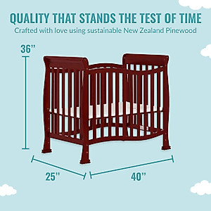 Dream On Me Violet 4-In-1 Convertible Mini Crib In Cherry, Greenguard Gold Certified, JPMA Certified, 3 Position Mattress Height Settings, Non-Toxic Finish