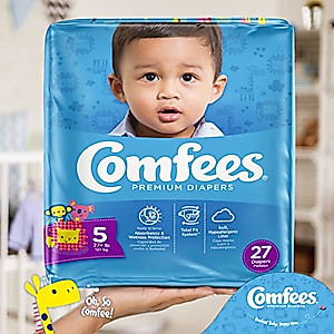 Comfees Premium Baby Diapers with Total Fit System for Boys & Girls, Size 5, 27Count, CMF-5