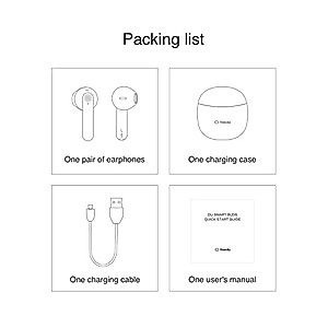 XIAODU Smart Wireless Earbuds, Voice Note Lightweight Headphone, with 13mm Dynamic Driver Unit and Type-C Charging Case, Mic, Sweat Proof, in-Ear Stereo Earphones for Sports