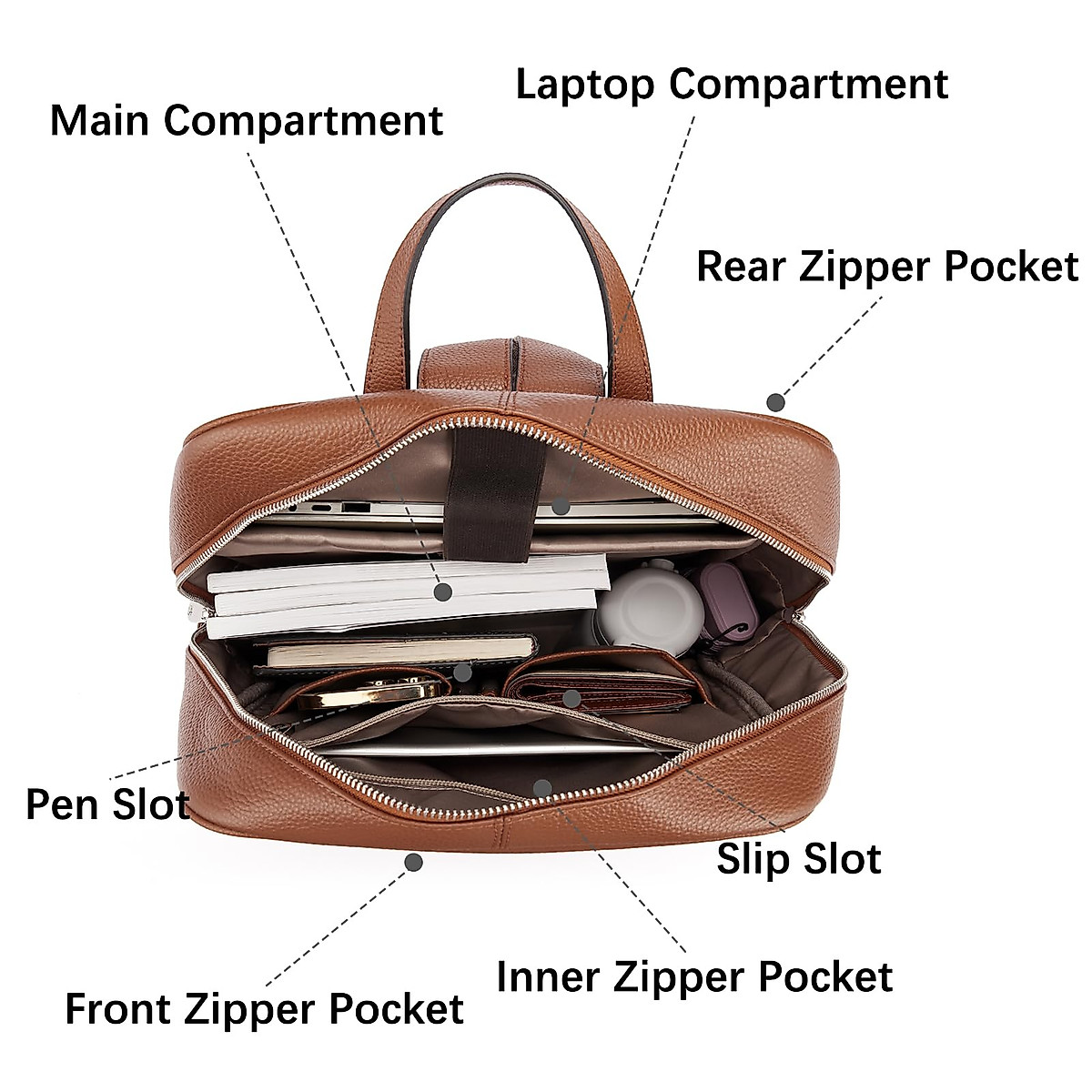 BOSTANTEN Leather Laptop Backpack for Women 15.6 inch Computer Backpack Travel Work Bag