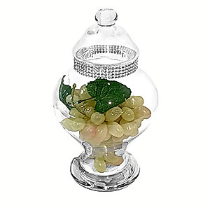 WGV Apothecary Jar, Width 6.7", Height 12", Clear Urn Round Glass Storage Container Fruit Food Cake Candy Liquid Jar with Lid for Wedding Party Ceremony Banquet Event Office Home Decor 1 Piece