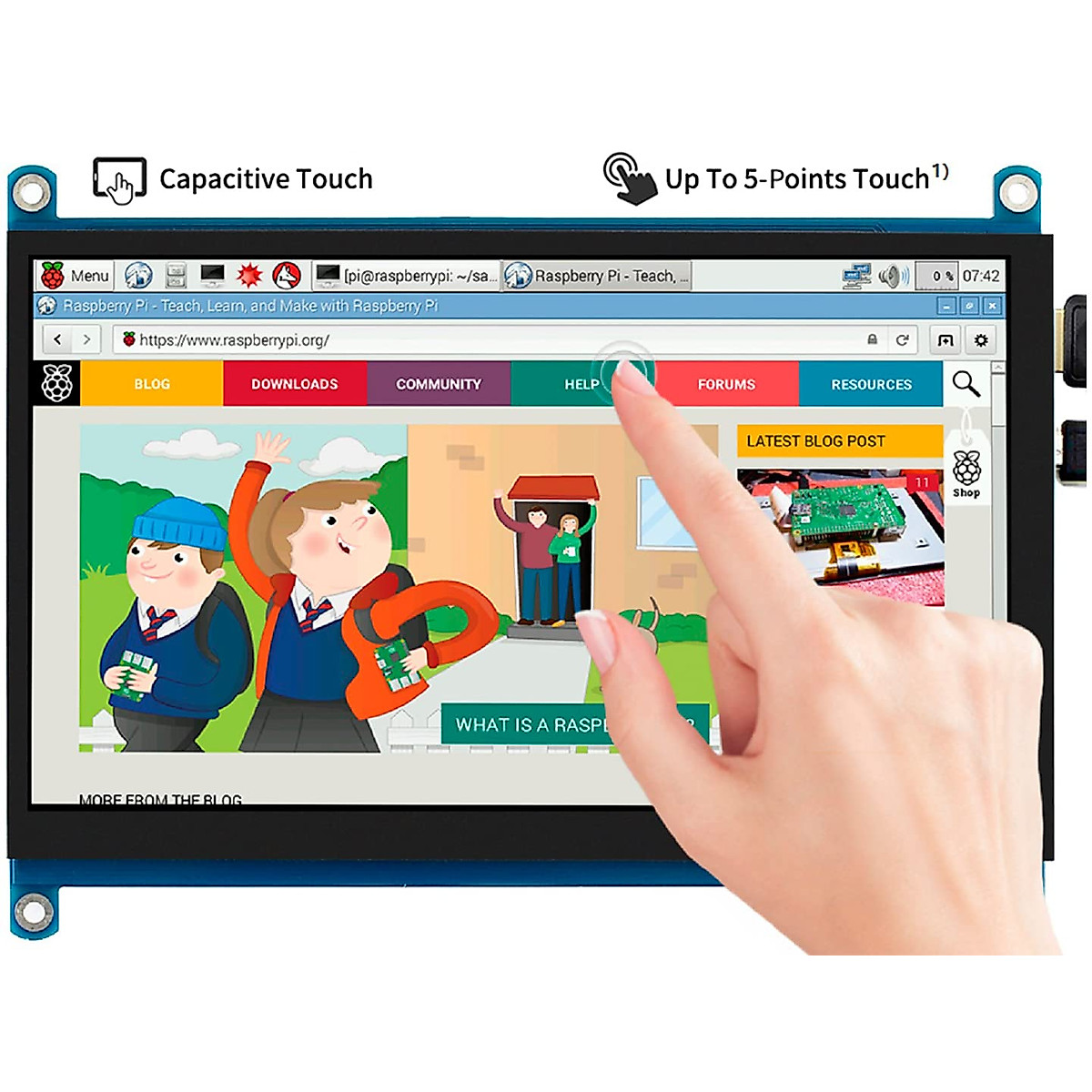 for Raspberry Pi 7inch HDMI LCD (H), 7" 1024x600 Capacitive Touch Screen IPS Display Monitor HDMI / VGA Port, for Raspberry Pi 4B/3B+/3B/2B/A+/Zero W/WH/ Jetson Nano/Banana Pi /Windows 10/8.1/8/7