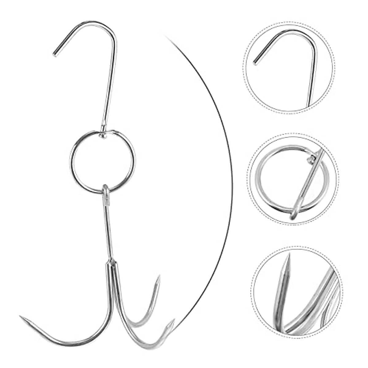 Levemolo 1pc Poultry Ham Practical Hanger S- Mutton Cooking Three Drying Useful for Use Kitchen Duck Hams Style Tools Prong Hook Home Shop Meat Grill Smoker Garden Professional Butcher