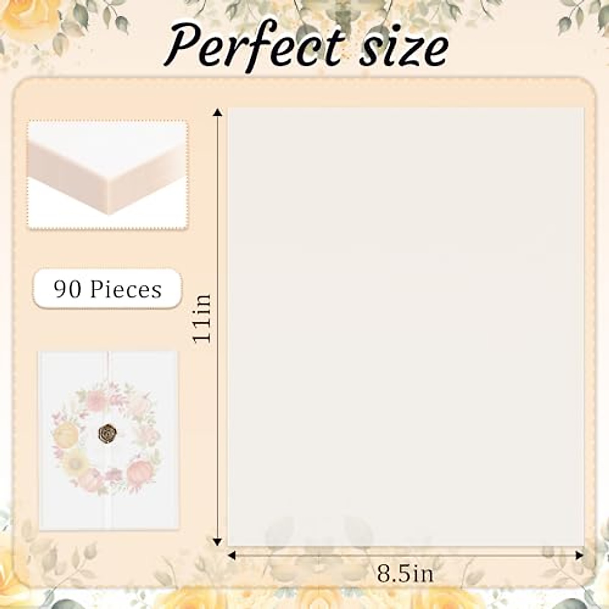 VOISEN 90Pcs Vellum Paper, Printable Vellum Jackets Translucent Vellum Paper 8.5 x 11 Inch Vellum Paper Wraps for Wedding Birthday Invitations Scrapbook Project (90Pcs)