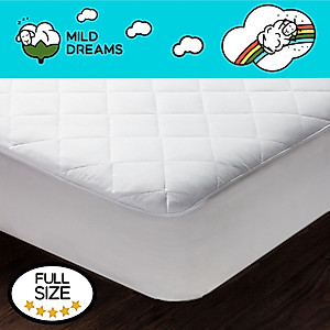 Full Mattress Pad Cover Fitted - Full Bed Mattress Cover Size 54x75 inches Stretches to 16 Deep Pocket- Fitted Quilted Sheet for Full Mattress, White