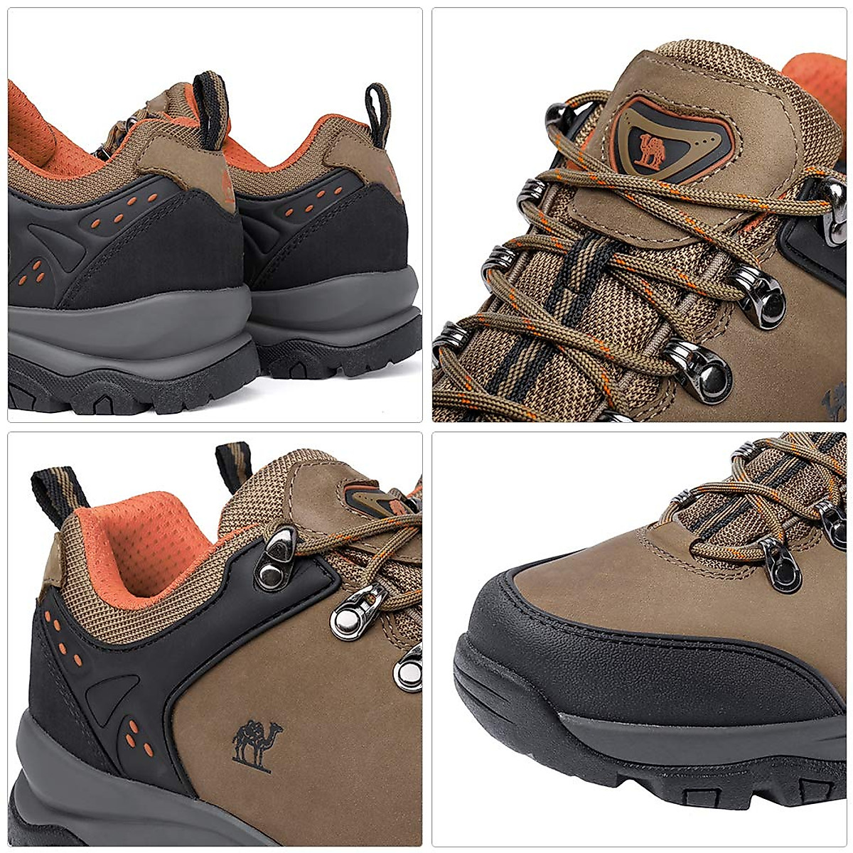 CAMEL CROWN Men's Hiking Shoes Low Top Trekking Boots Non-Slip Walking Sneakers for Outdoor Work Trail Casual (Khaki, 10)